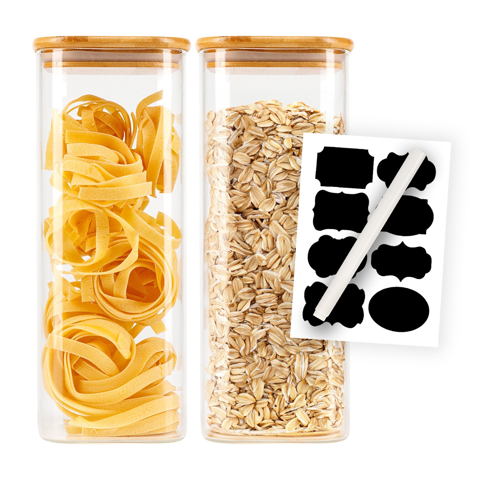 Amazon.com: Set of 2 Glass Pasta Storage Containers with Lids 85 oz ...