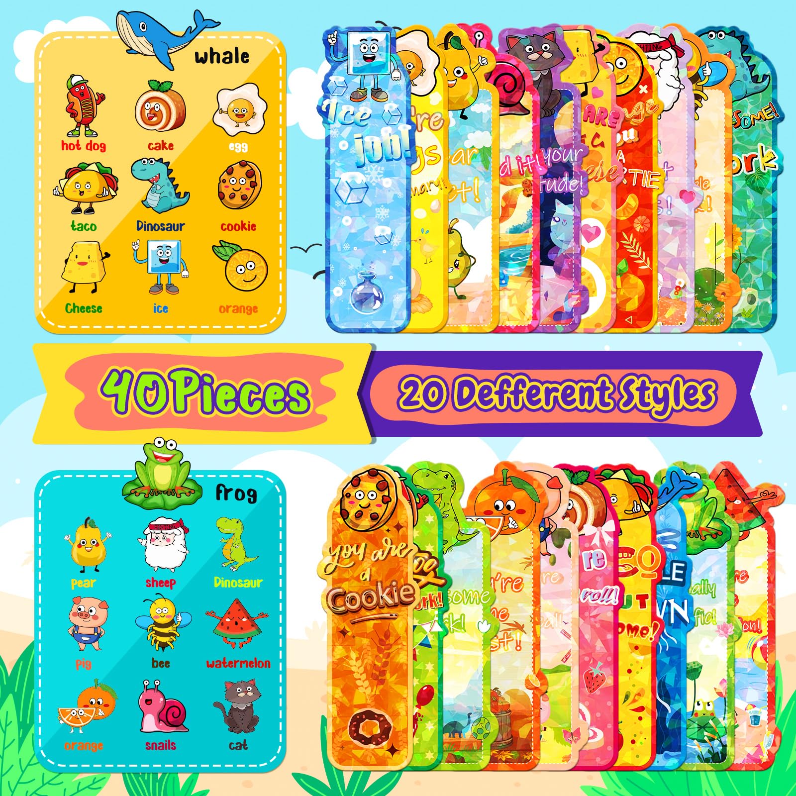 Snapklik.com : OtRainbow 40PCS Colorful Cute Bookmarks