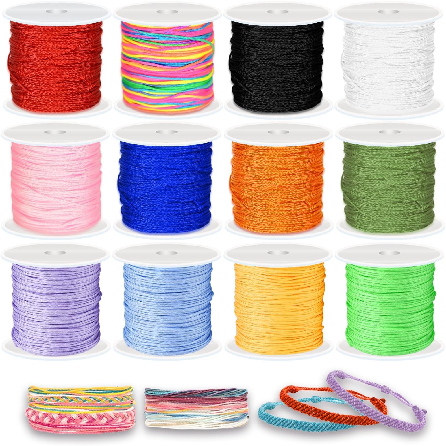 Amazon.com: 12 Rolls Nylon String for Bracelets Making, 0.8 mm Nylon ...