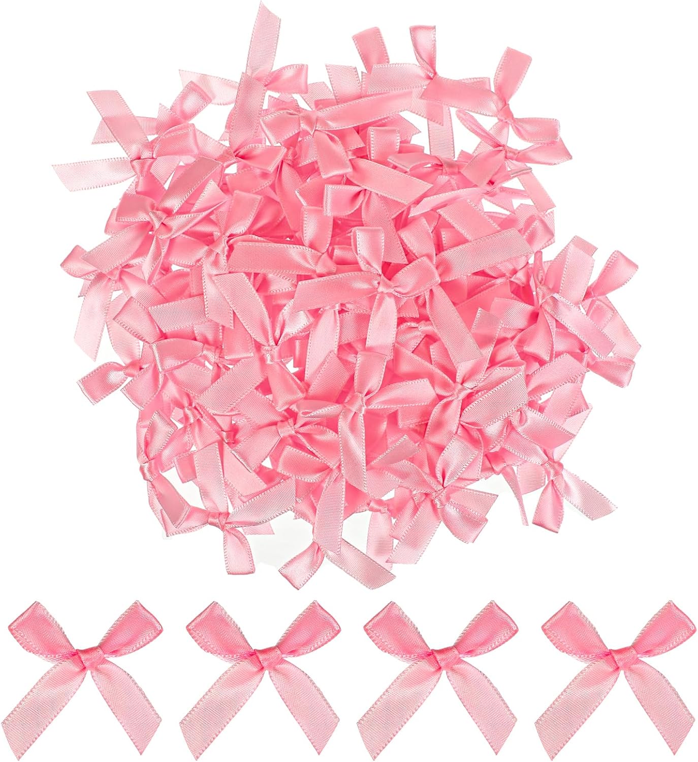 Amazon.com: AOZUO 100 Mini Pink Bows - DIY Satin Fabric Bow Gift ...