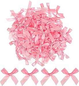 Amazon.com: AOZUO 100 Mini Pink Bows - DIY Satin Fabric Bow Gift ...