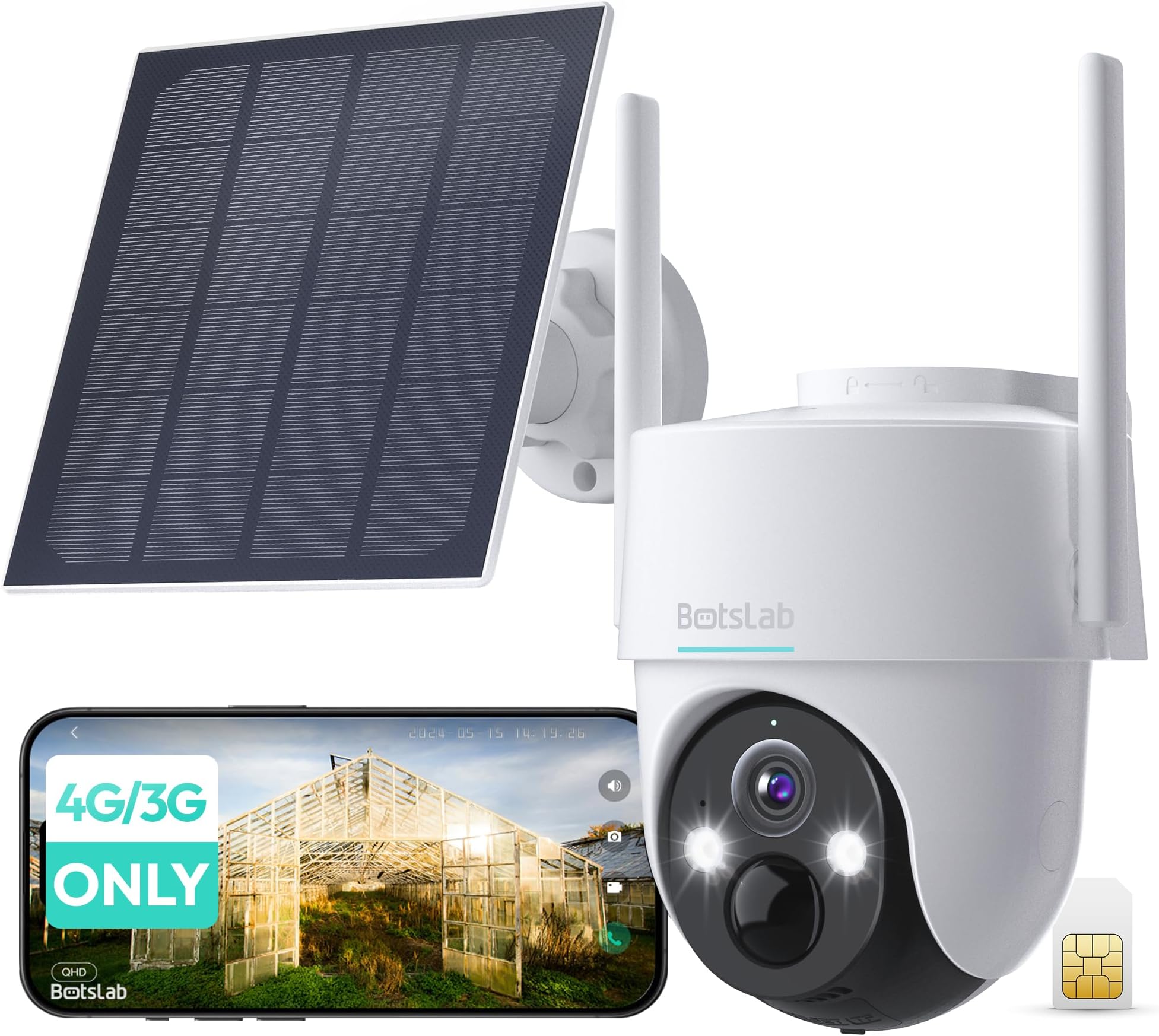 Amazon.com : BOTSLAB 4G LTE Security Camera Wireless Outdoor, 4G LTE/3G ...