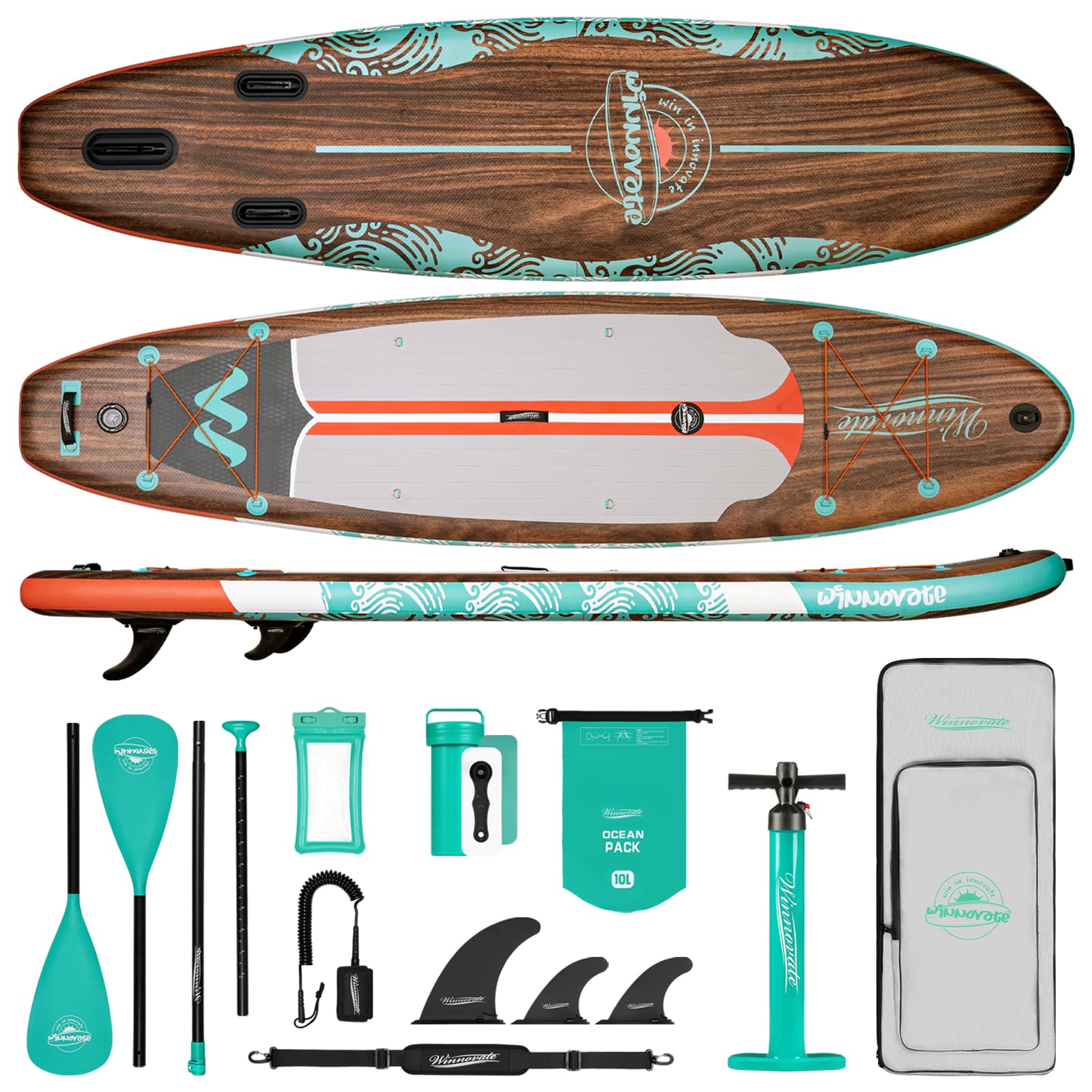 Winnovate 11'6"x34"/35" Inflatable Stand Up Paddle Board, Extra Wide ...
