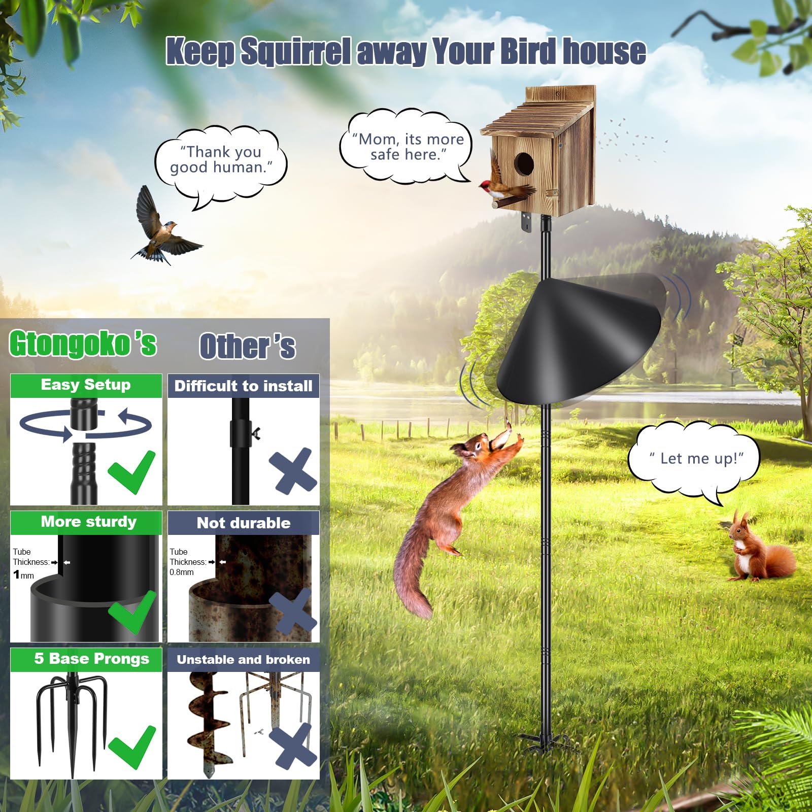 Snapklik.com : Smart Bird Feeder Pole Squirrel Proof 79 Inch Bird House ...