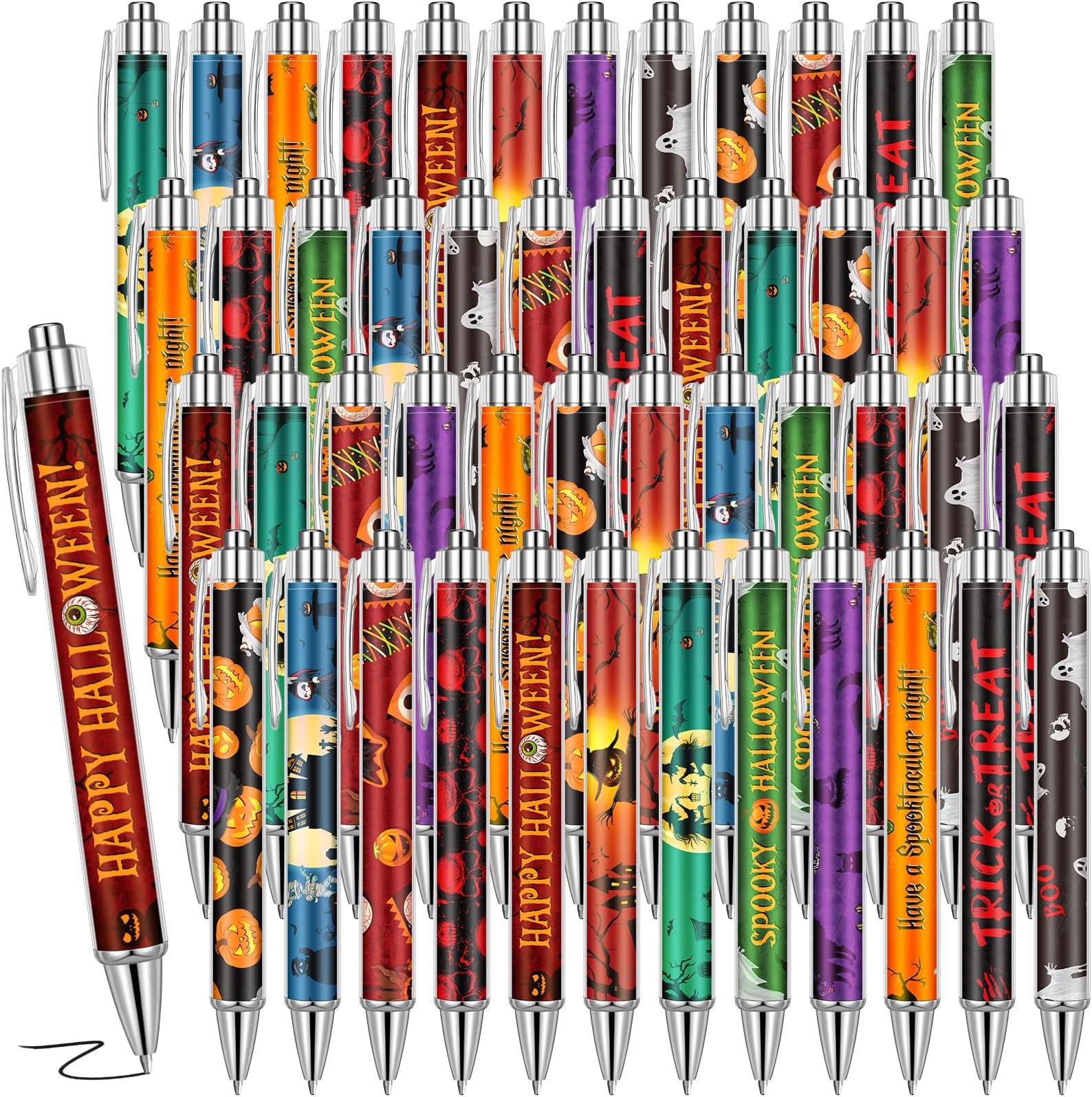 Amazon.com : Cholemy 48 Pieces Halloween Pens Bulk Halloween Party ...