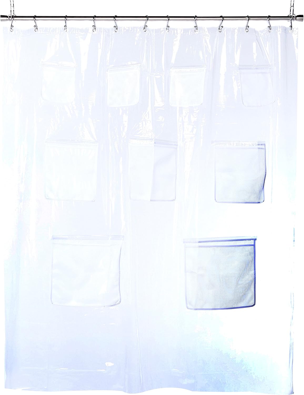 Amazon.com: Creative Bath Products Pockets Clear Vinyl Shower Curtain ...