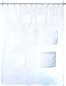 Amazon.com: Creative Bath Products Pockets Clear Vinyl Shower Curtain ...