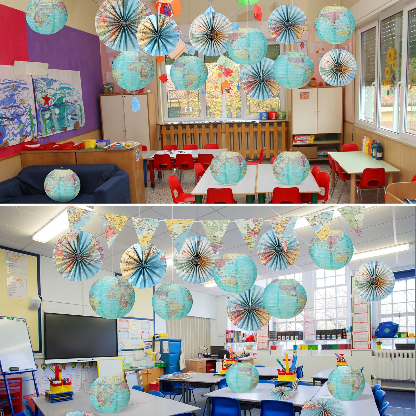 Snapklik.com : Tujoe 19 Pcs Map Classroom Decorations Travel Themed ...