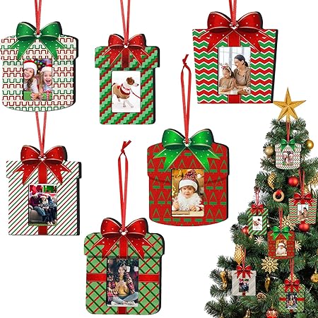 Amazon.com - Christmas Wooden Picture Frames Ornaments Xmas Family ...