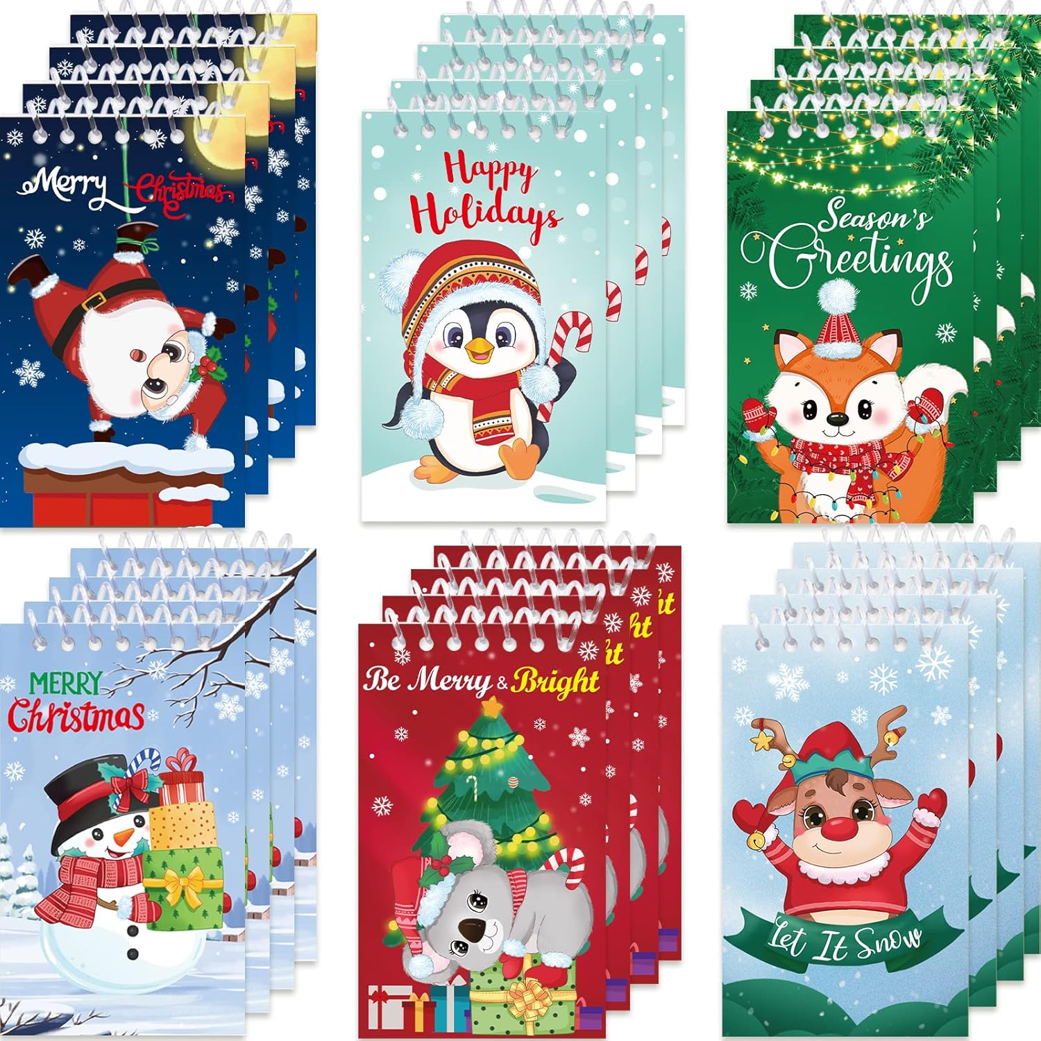 Amazon.com : Fancy Land Christmas Notepads Mini Spiral Notebooks for ...