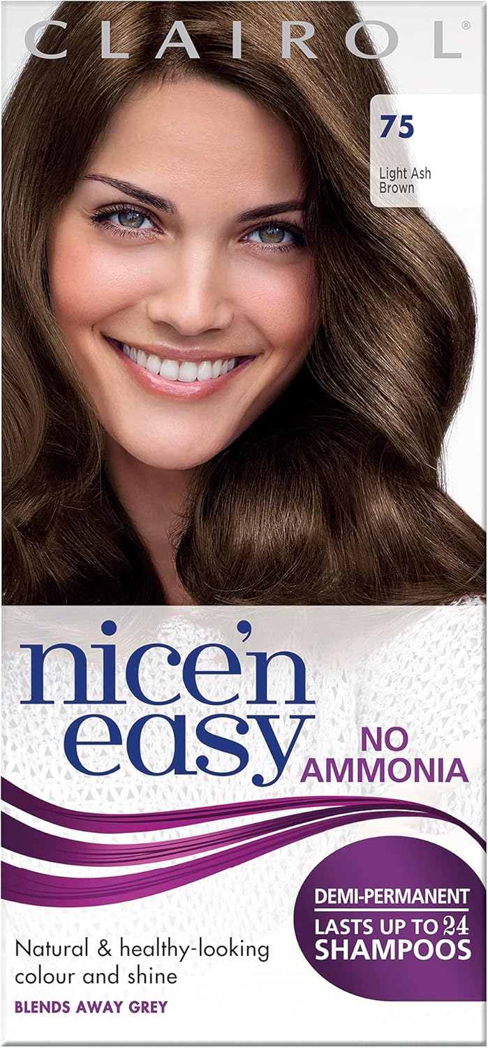 Clairol Nice'n Easy Semi-Permanent Hair Dye No Ammonia 75 Light Ash Brown : Amazon.com.au: Beauty