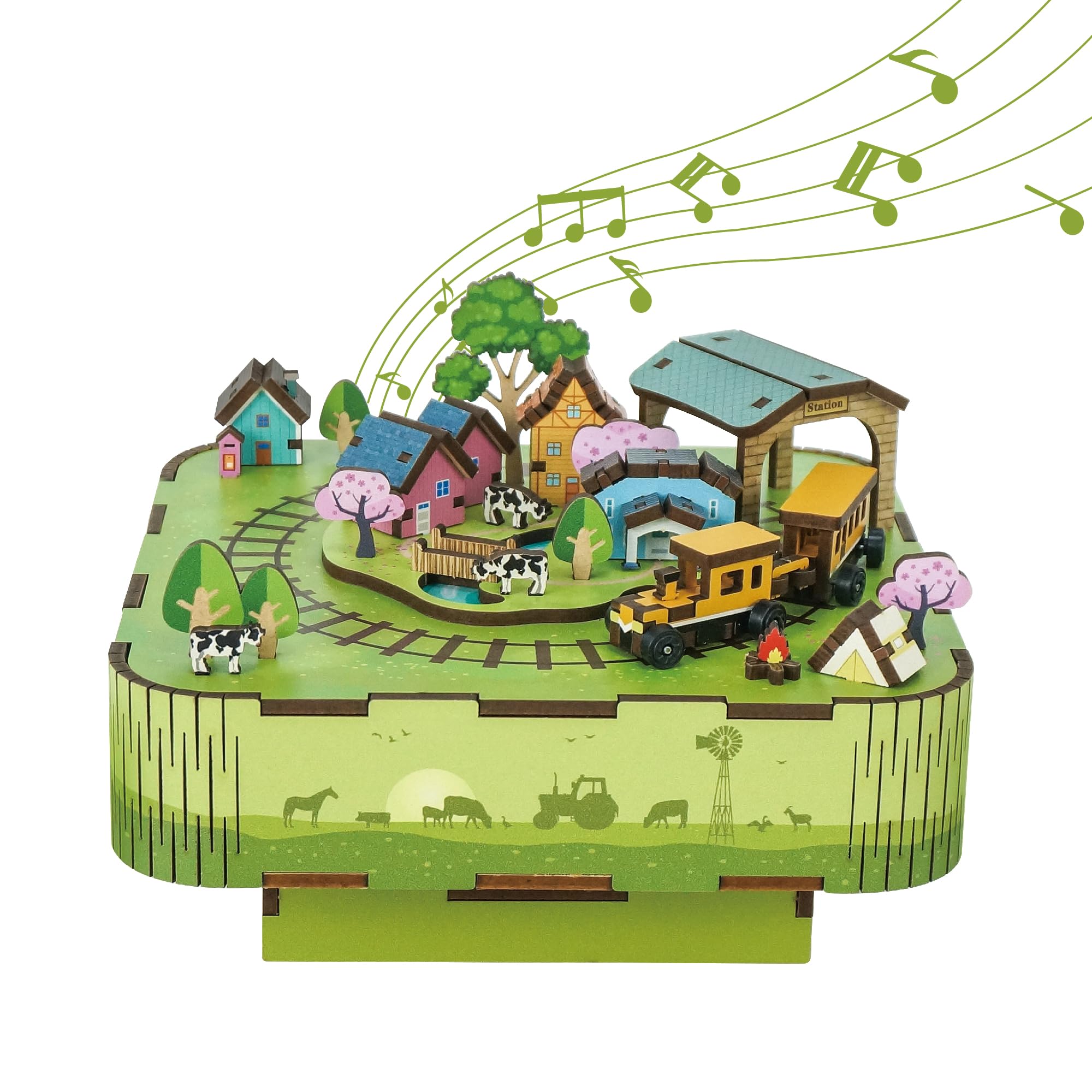 Amazon.com: Tonecheer Wooden Music Box Puzzle for Adults,DIY Rotating ...