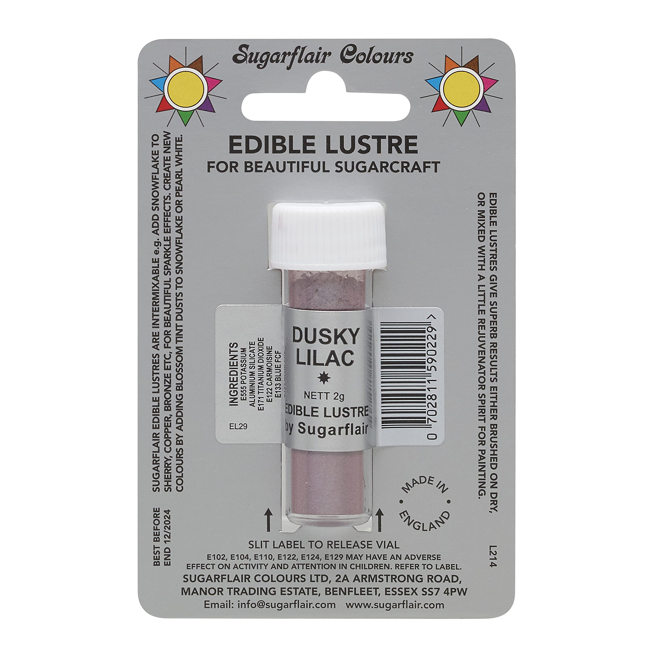 Sugarflair Dusky Lilac - Edible Lustre Dusting Colour 2g : Amazon.co.uk ...