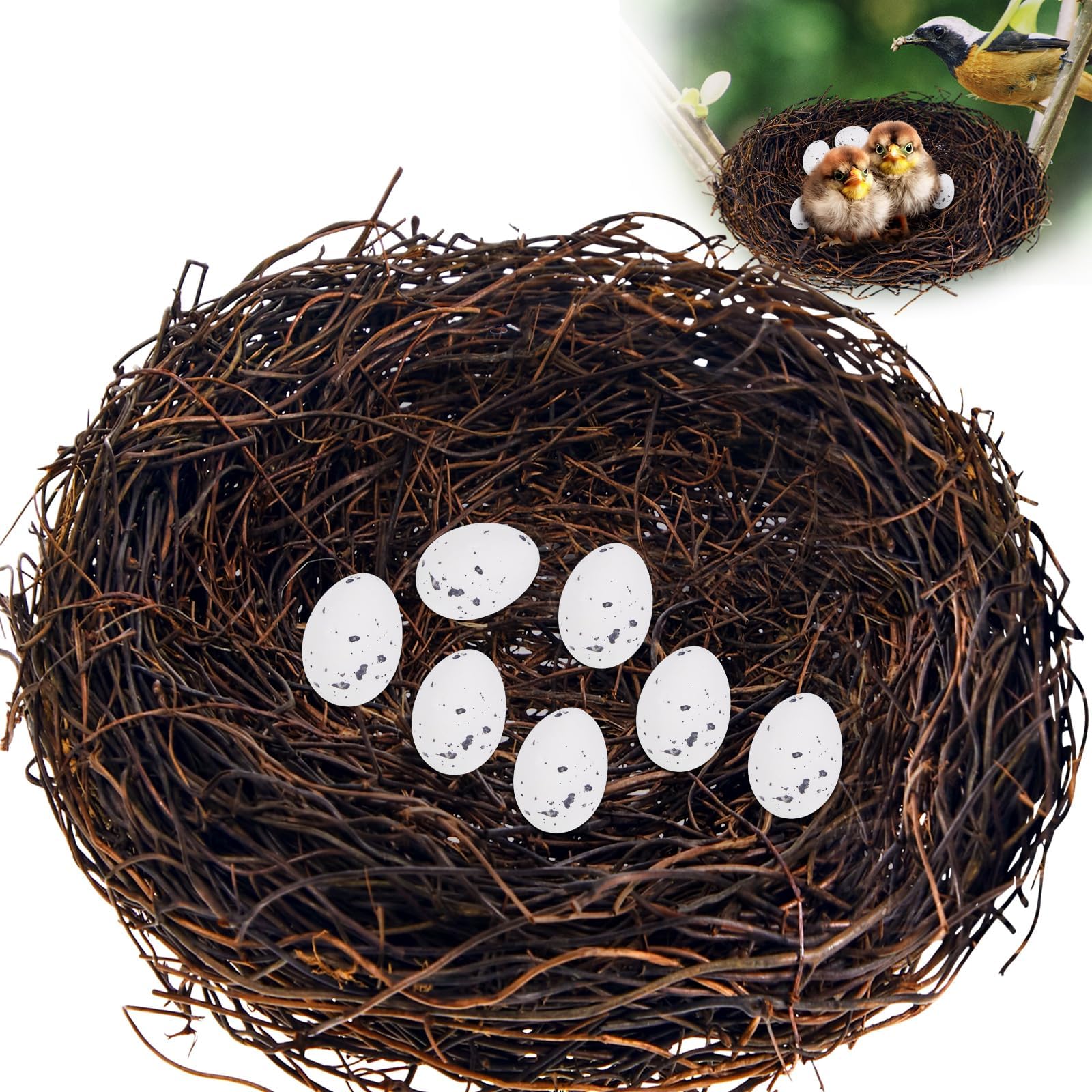 Amazon.com: Vercraft 2 Pcs 12'' Bird Decor Nest Easter Bird Artificial ...