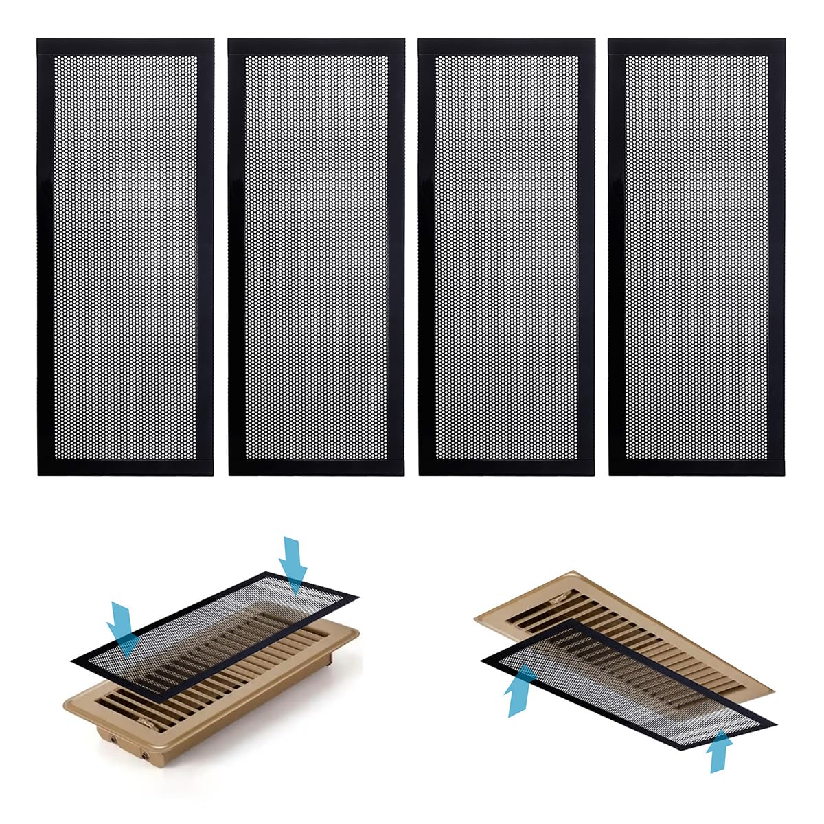 QMARK 4 Pack Floor Vent Covers, 4 x 10 Inches Floor Vent Screen Net ...