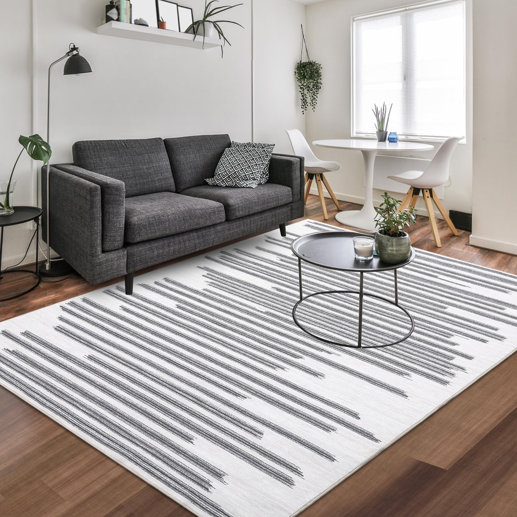 Amazon.com: Zacoo Modern Rug Washable Area Rugs 9x12 Living Room Stripe ...