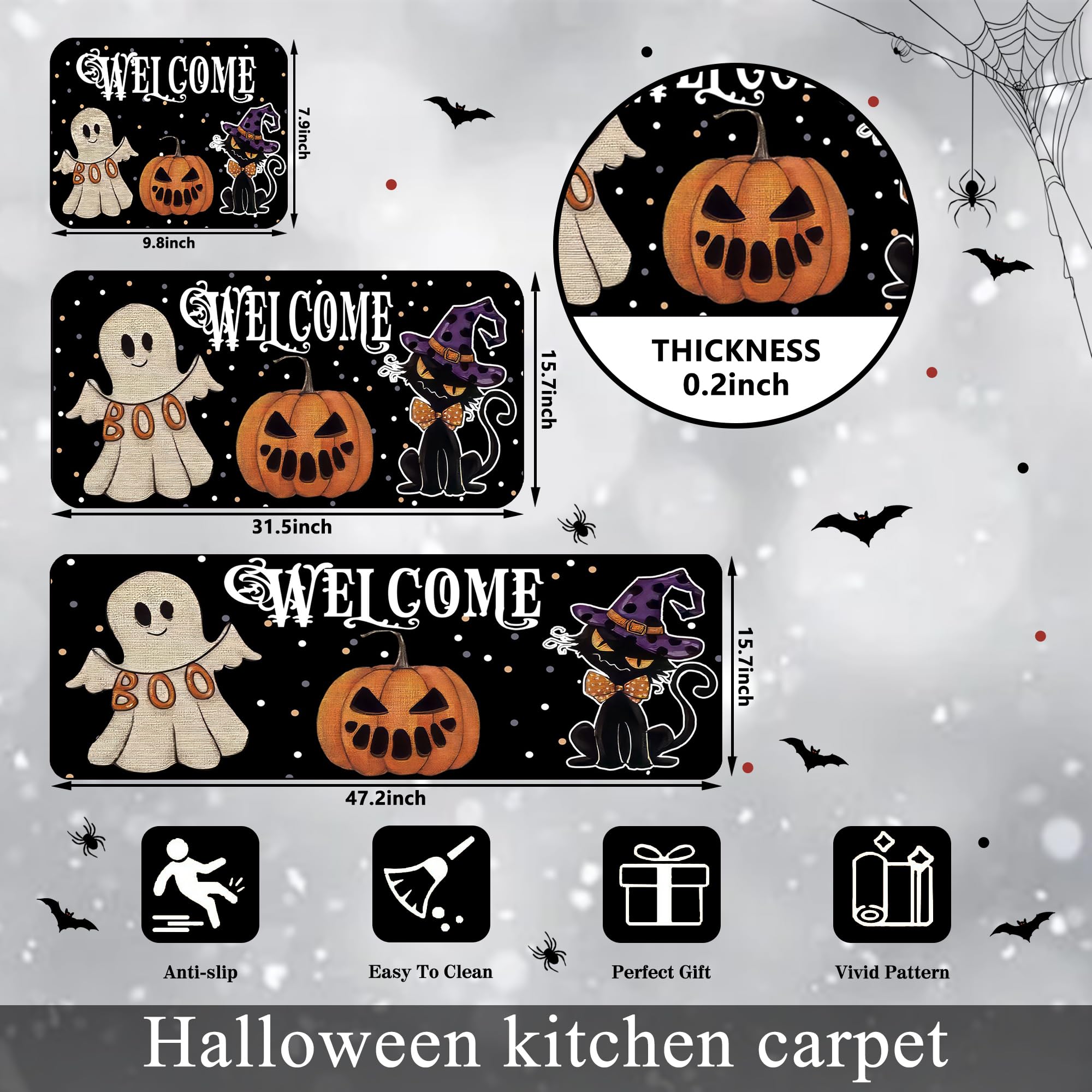 Snapklik.com : Kitchen Mats For Floor, Halloween Kitchen Mats Set Of 3 ...