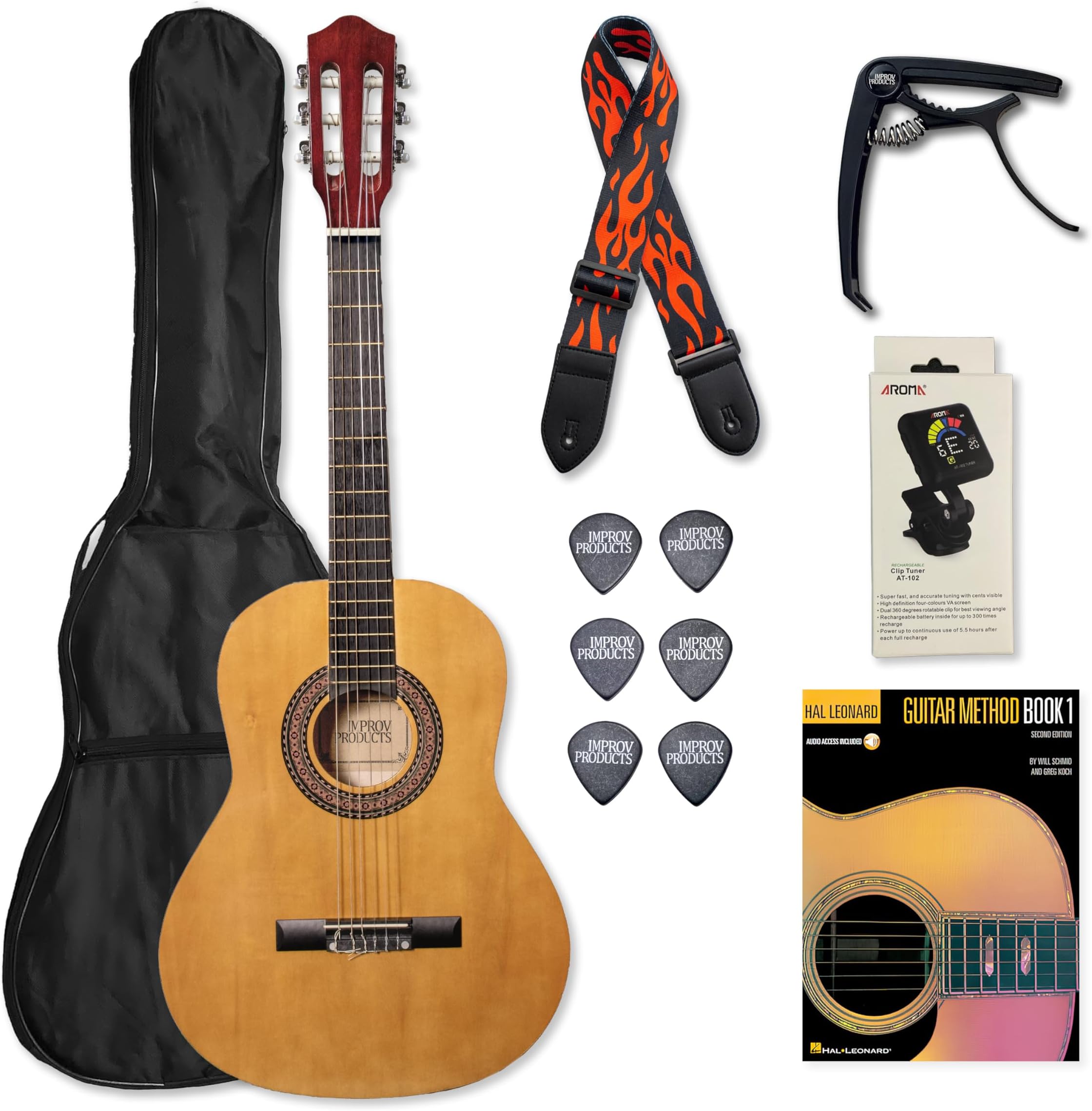 Amazon.com: Improv Products Acoustic 3/4 Guitar Starters Set : Musical ...