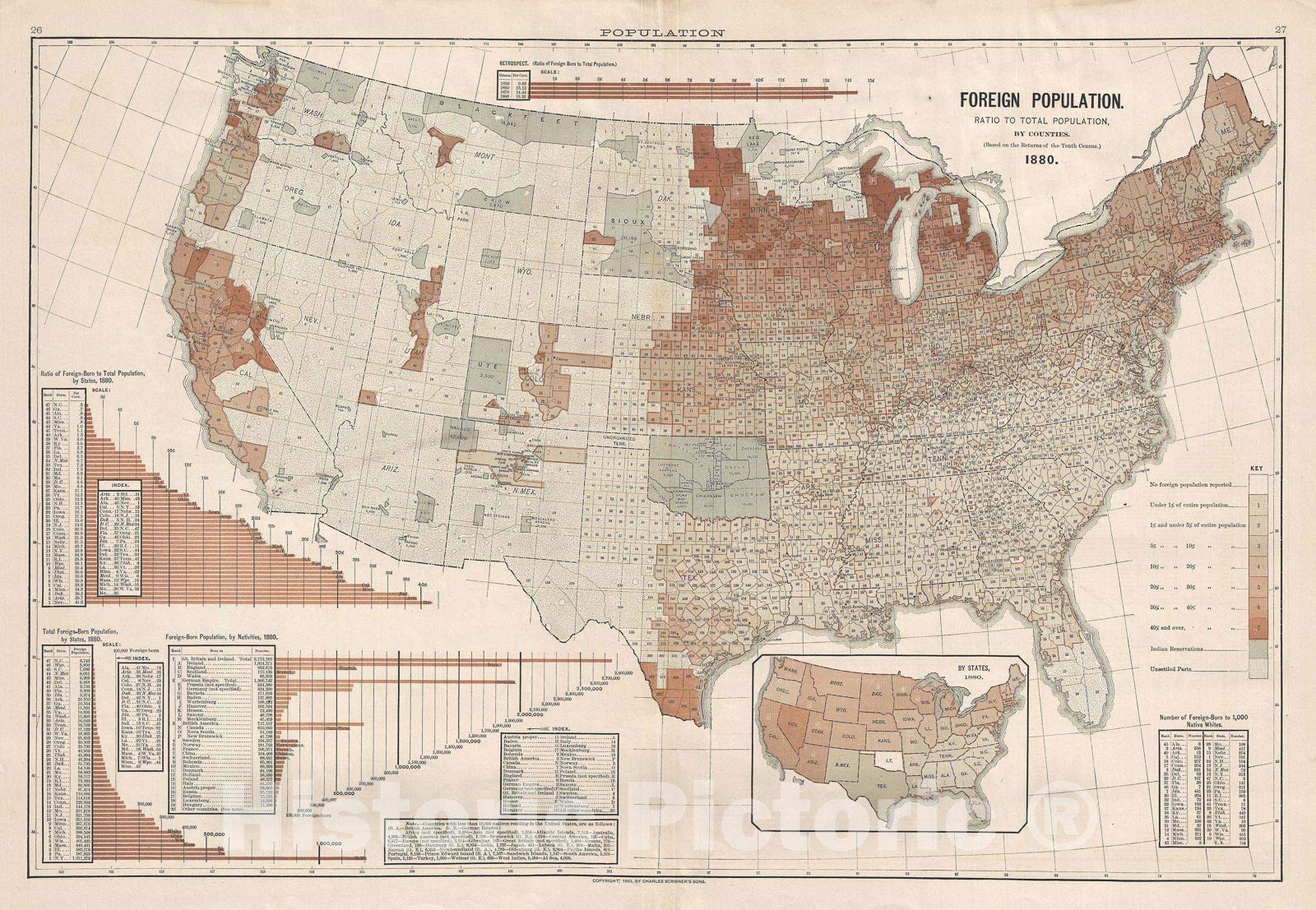 Vintage Map Of United States 1883 Drawing By World Art 1883 US