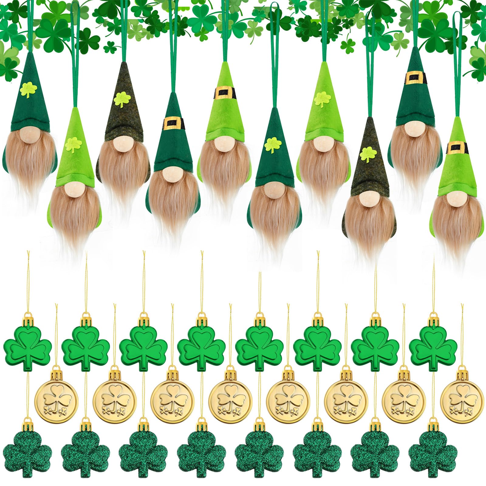 Amazon.com: Syhood 34 Pcs St Patrick's Day Ornament Set, Irish Shamrock ...