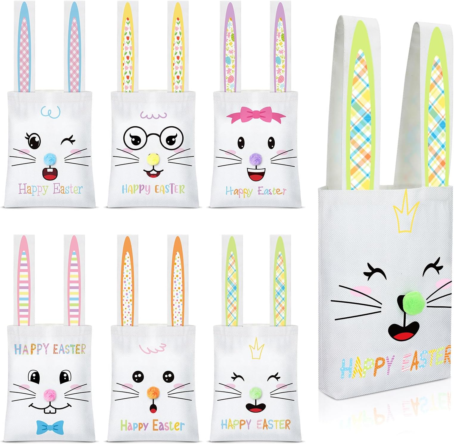 Amazon.com: Shinylin 6 Pcs Easter Bunny Canvas Tote Bags Easter Gift ...