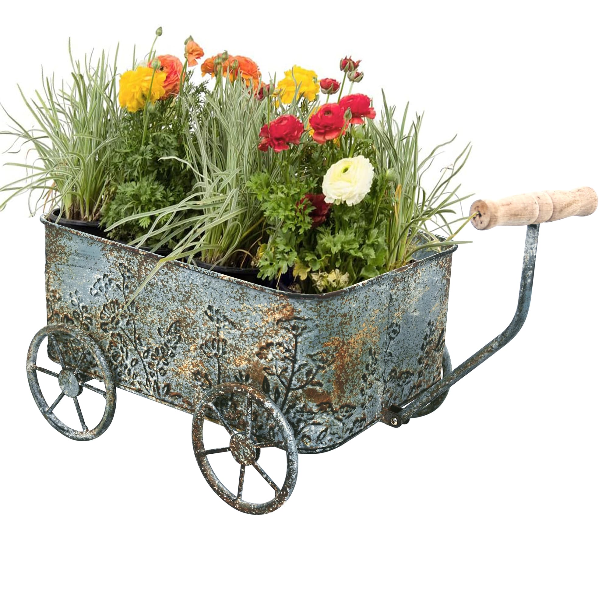 Amazon.com : Casagiardino Flower Cart with Wooden Handles, Metal Wagon ...