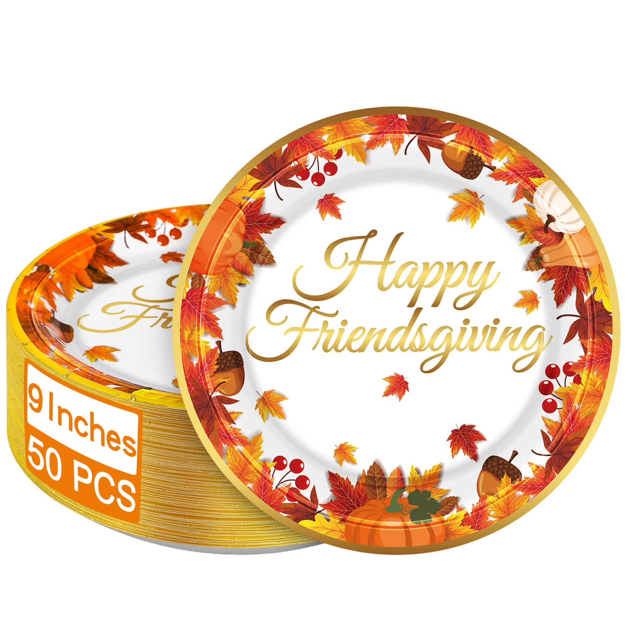 Amazon.com: QZYL 50 PCS Friendsgiving Plates, 9" Thanksgiving Paper ...