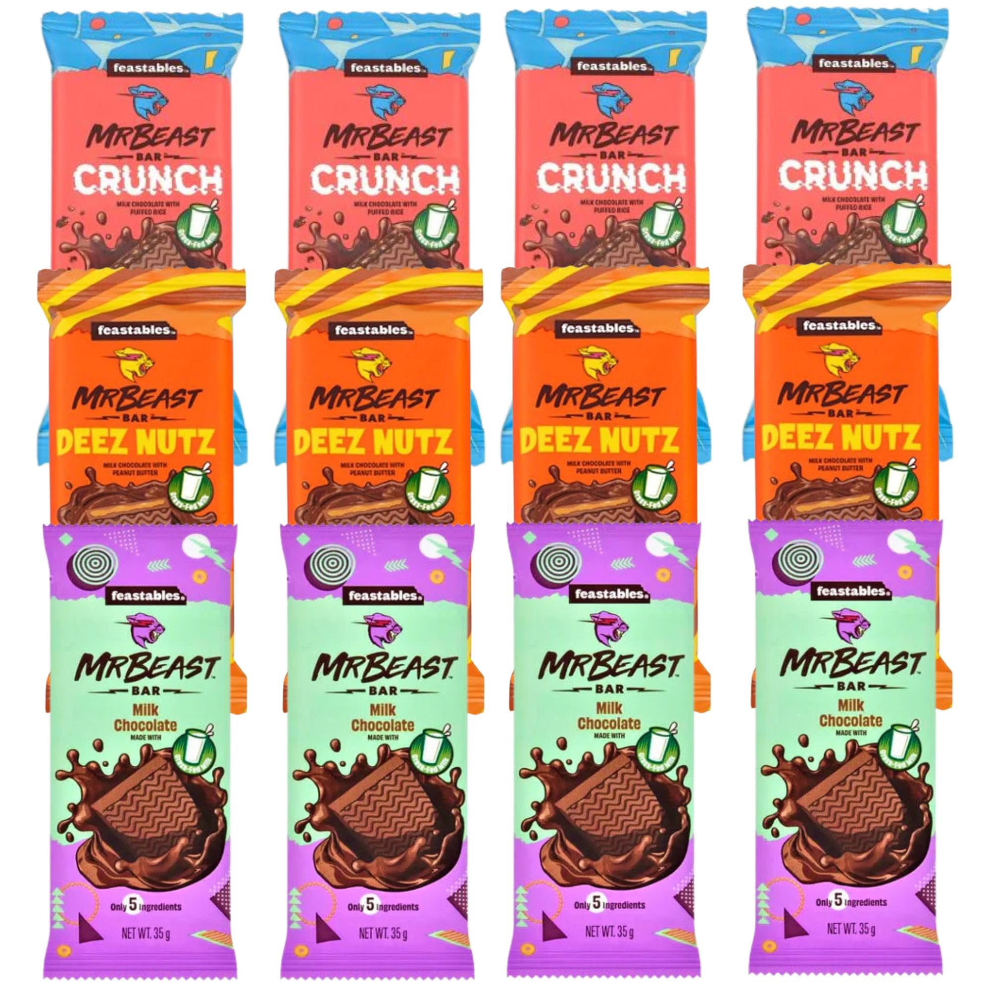 Buy Feastables, Mr Beast Chocolate Bar, 12 Mrbeast Bars Chocolate 35g ...