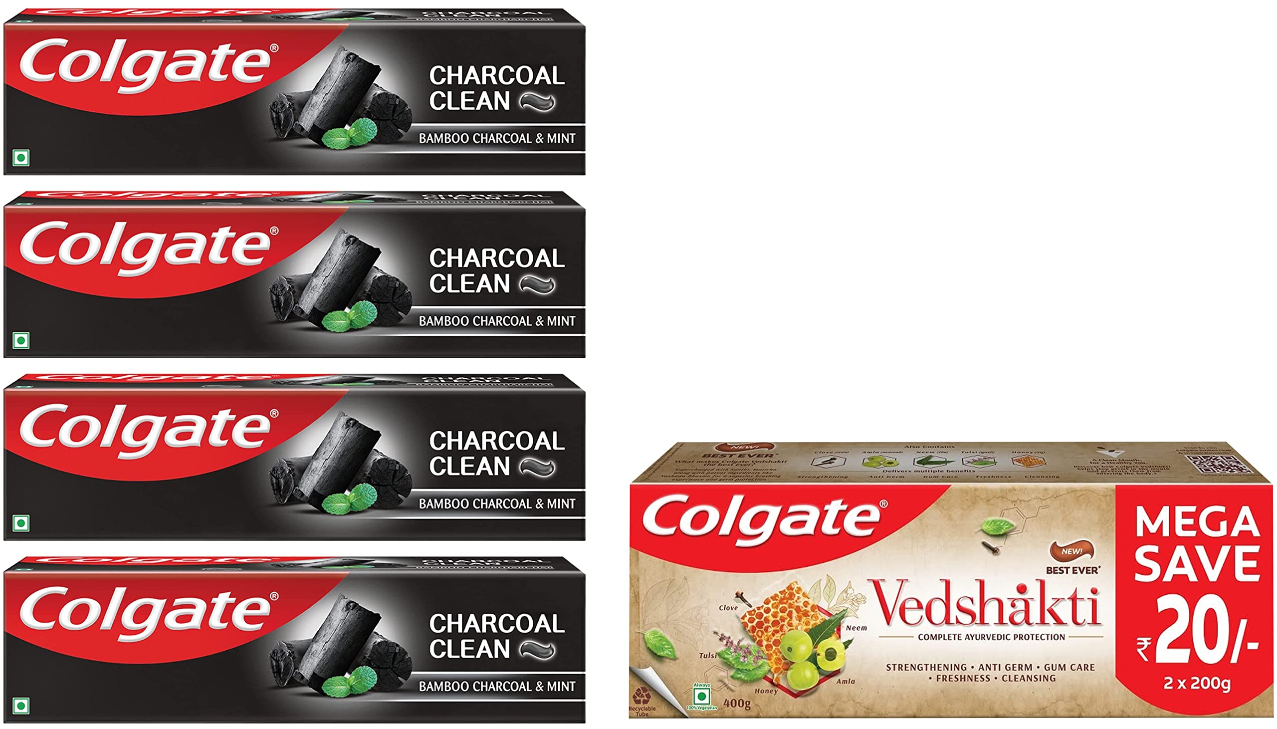 Buy Colgate Charcoal Clean Black Gel Toothpaste,& Colgate Swarna ...