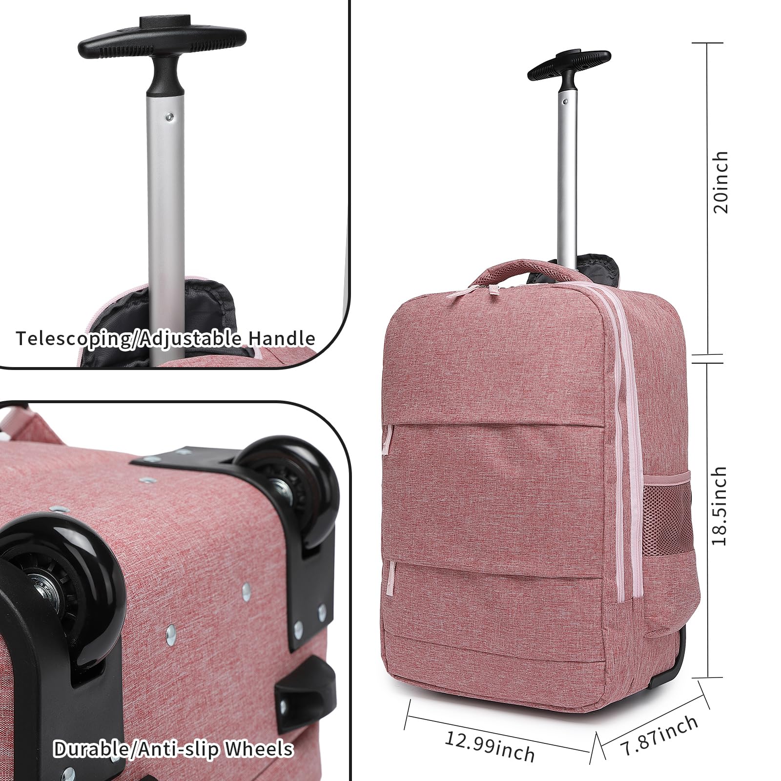 Rolling Backpack for Women,Travel Backpack with Wheels Roller Backpack ...