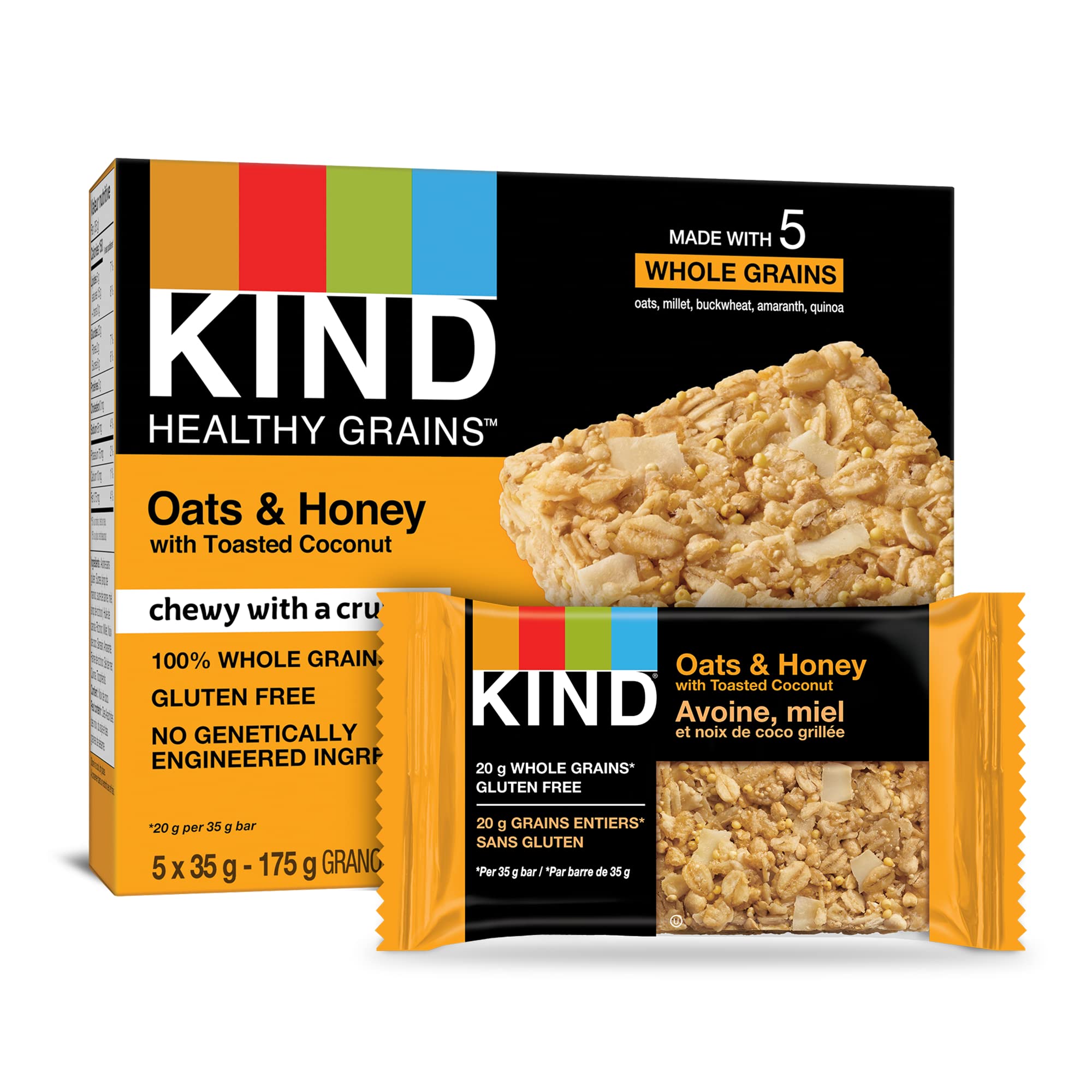 KIND Healthy Grains Bars, Oats & Honey with Toasted Coconut, Gluten ...