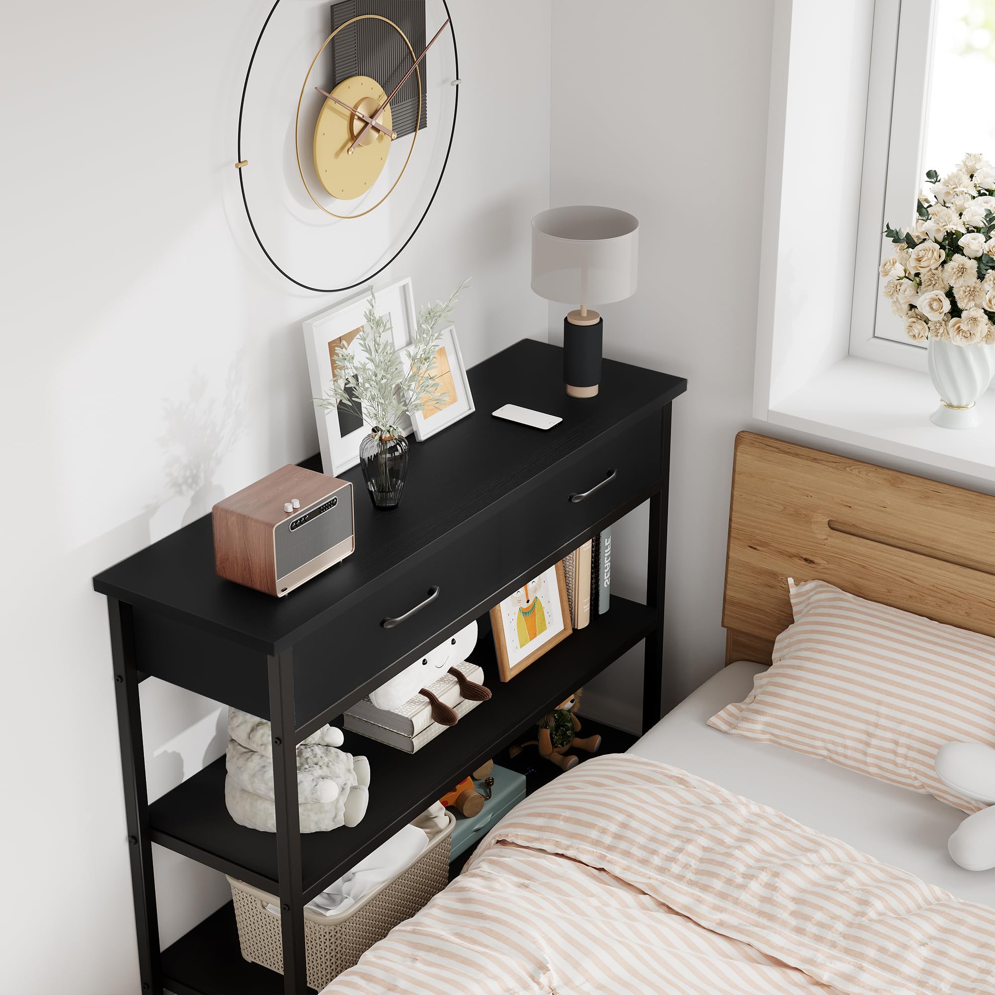 GAOMON Console Table with 2 Drawers, 3 Tier Entryway Table with Storage ...