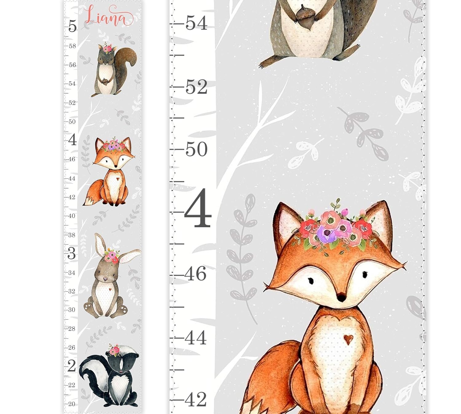 Amazon.com: Woodland Growth Chart, Canvas Growth Chart, Woodland Floral ...