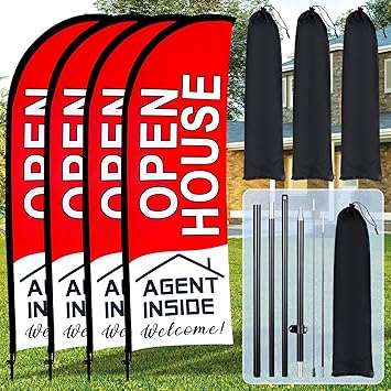 Amazon.com : Buryeah 4 Pack Open House Flags Signs for Real Estate ...