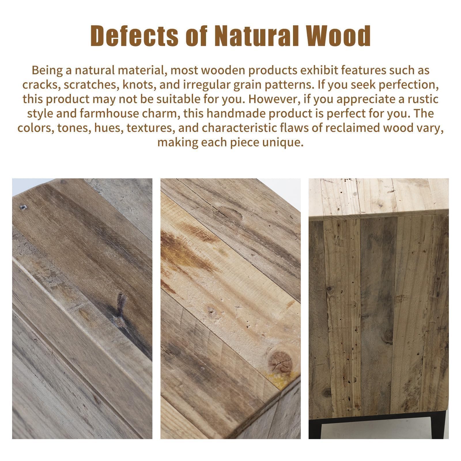 Snapklik.com : Wnutrees Farmhouse Nightstand Wood Bedside Table