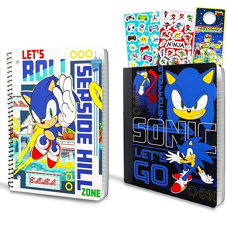 Amazon.com: Sonic Notebook for School - Sonic Folders with Pockets ...