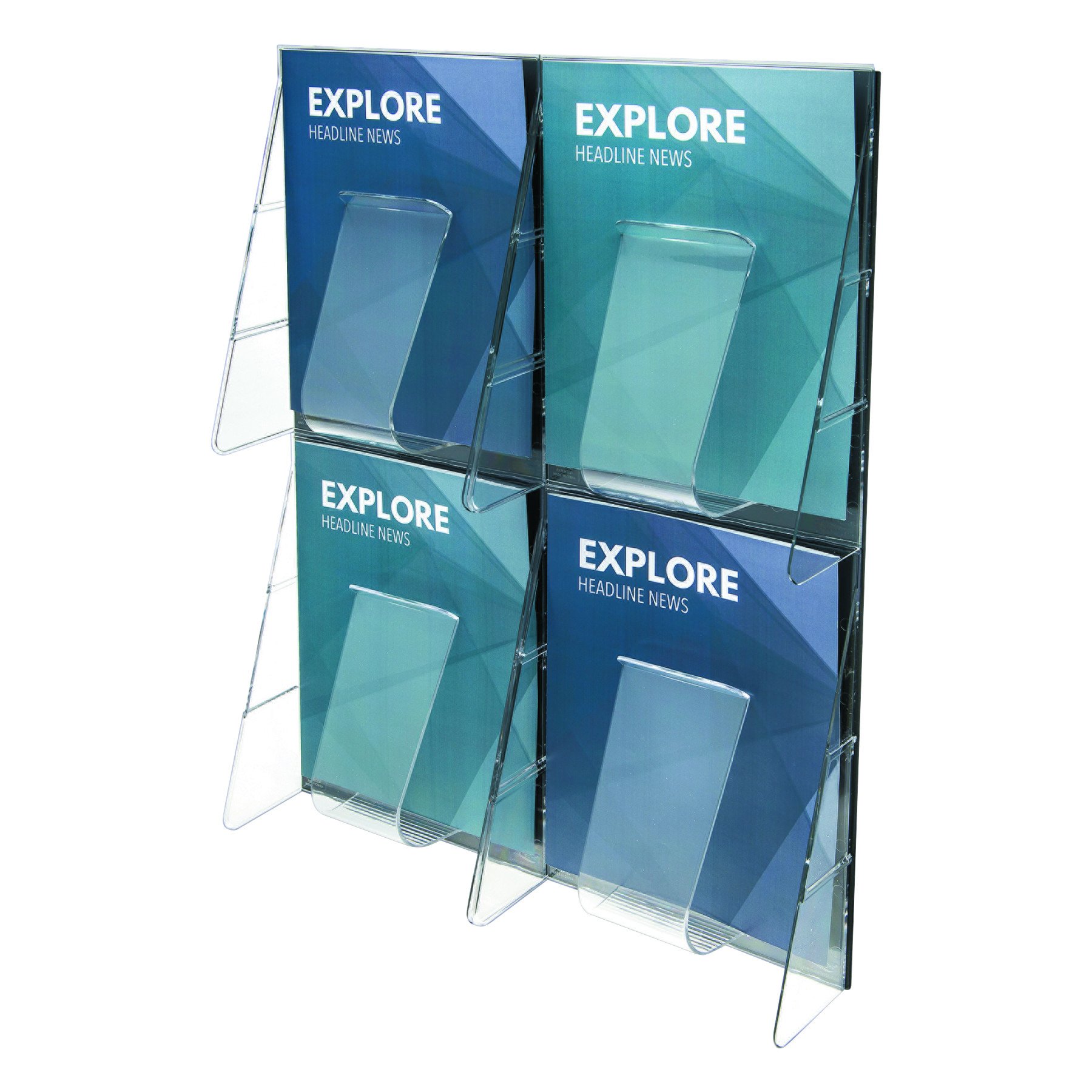 Deflecto Stand Tall Wall Literature Rack 4 x A4 Pockets Clear Ref 56001 ...
