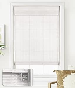 Amazon.com: LazBlinds No Tools No Drill Cordless Bamboo Roman Shades, Light Filtering Window ...