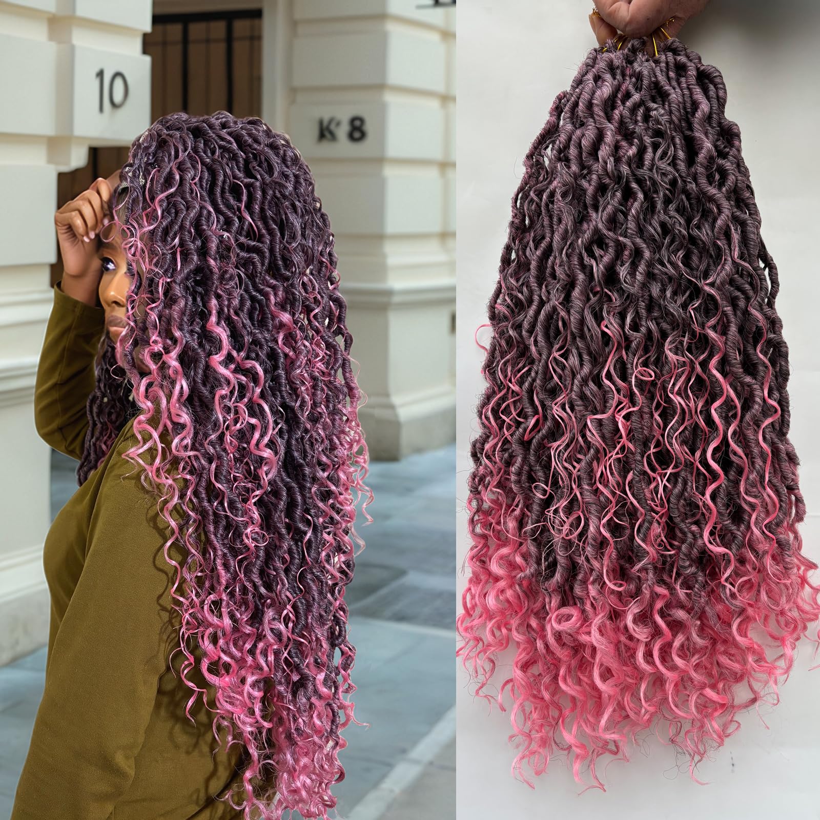 Amazon.com : New Goddess Locs Crochet Hair 8 Packs Ombre Pink River ...