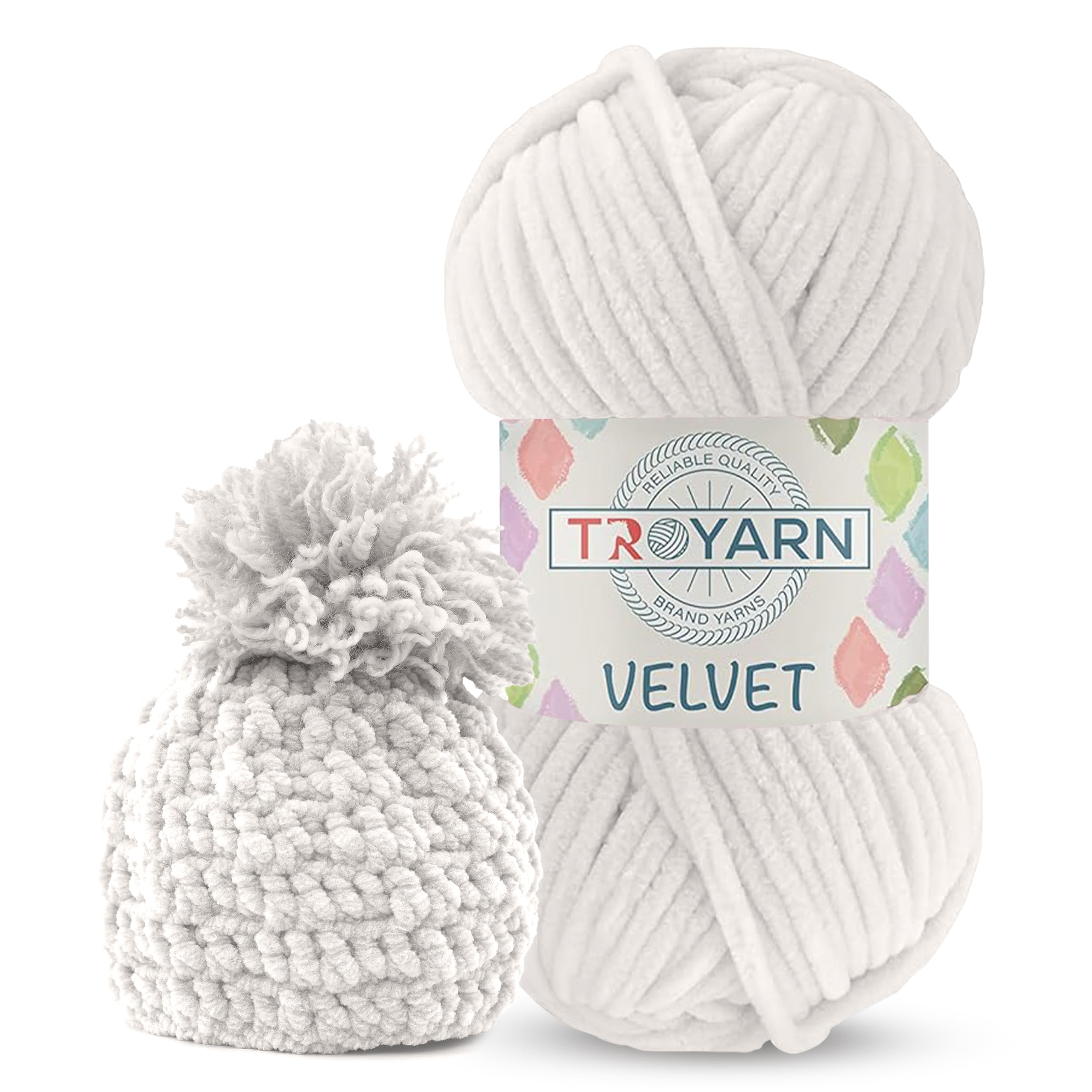 Amazon.com: Velvet Yarn for Crocheting - Chenille Yarn, 100g (132 Yards ...