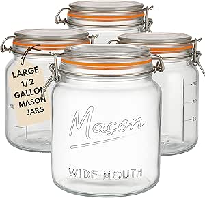 Amazon.com: kitchentoolz Large Glass Mason Jars with Airtight Lids ...
