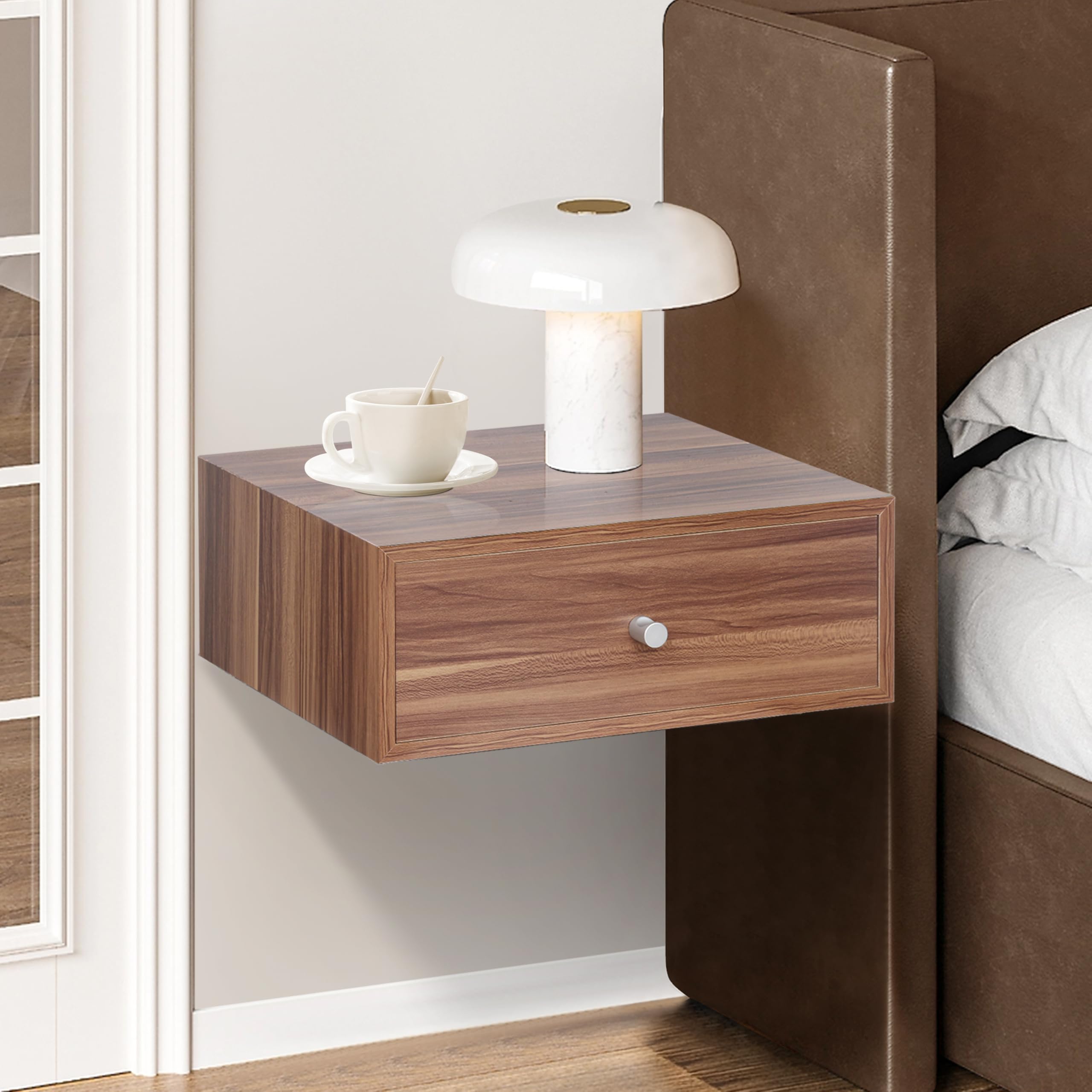 Amazon.com: LOFTEY Floating Nightstand with Drawer, Floating Bedside ...