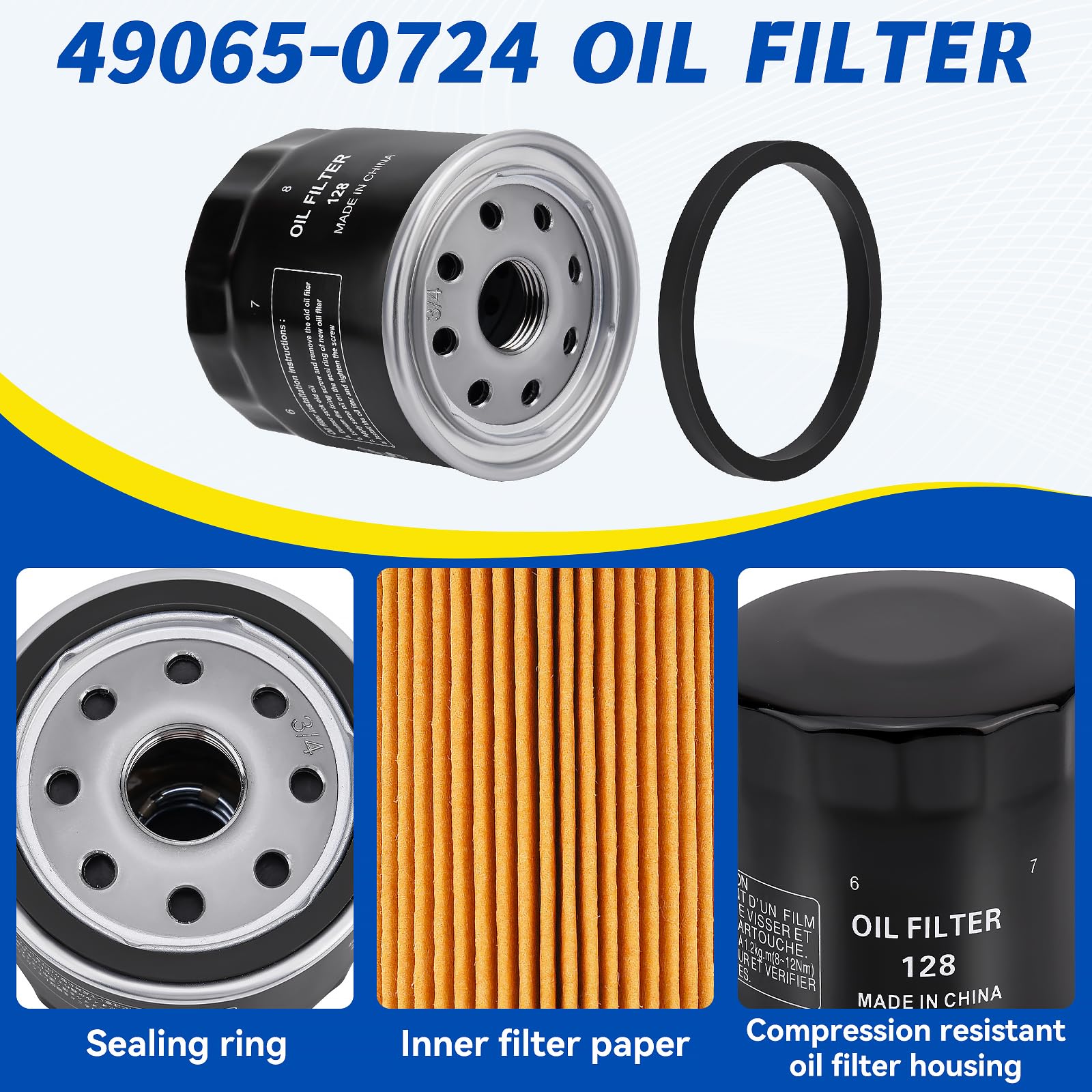 Kawasaki Oil Filter 49065-0724 Oil Filter 4-Pack - Replaces 49065-0724/ ...