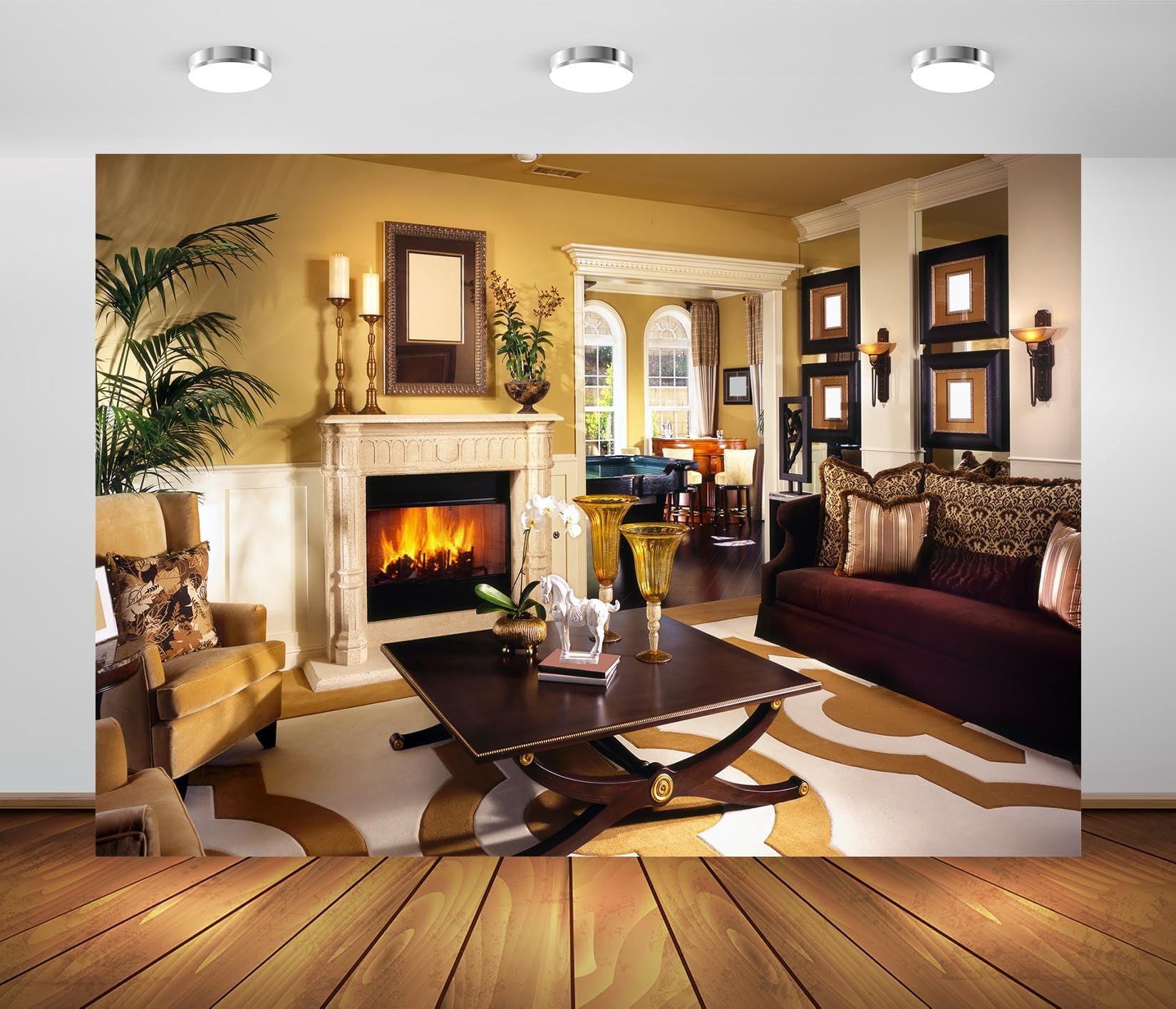 Amazon.com : BELECO 6x4ft Fabric Luxury Living Room Backdrop Modern ...