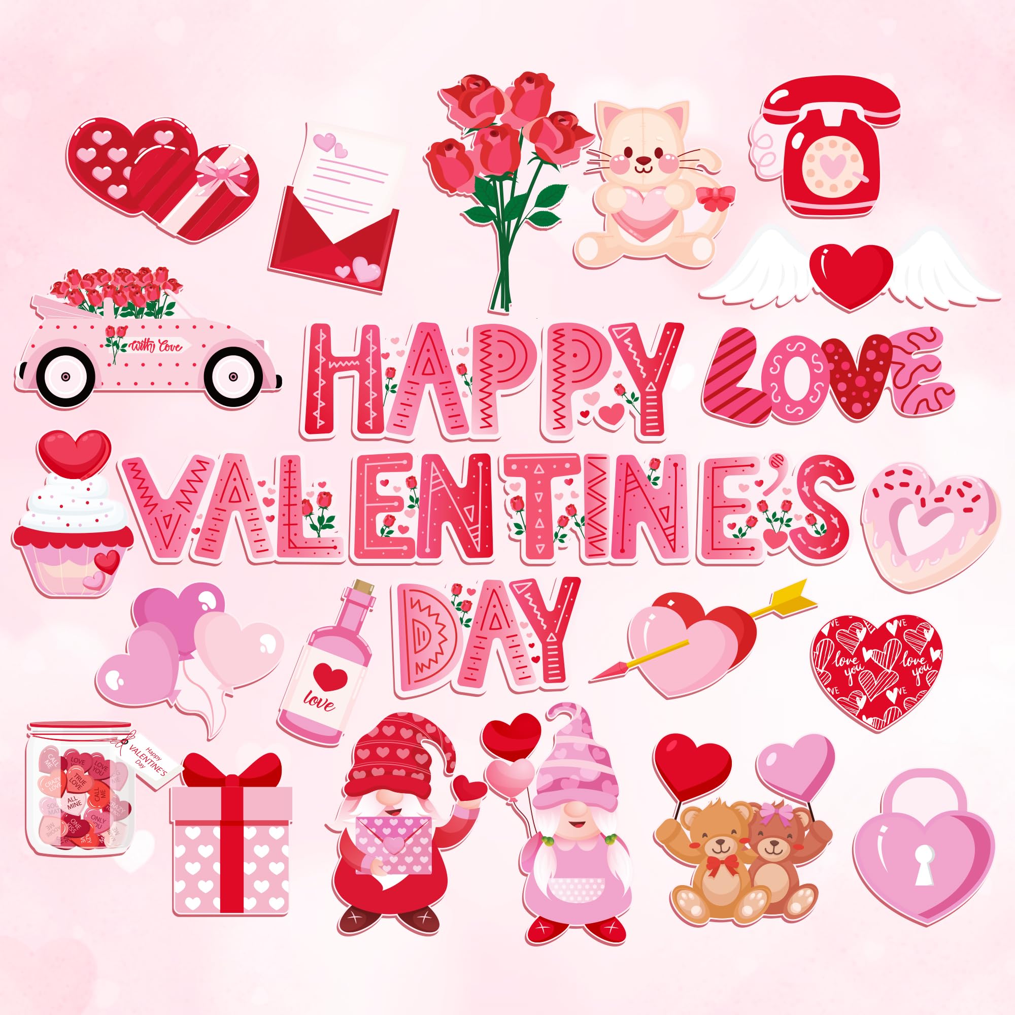 Snapklik.com : 47Pcs Valentines Day Cutouts Set Valentines Paper Cut ...