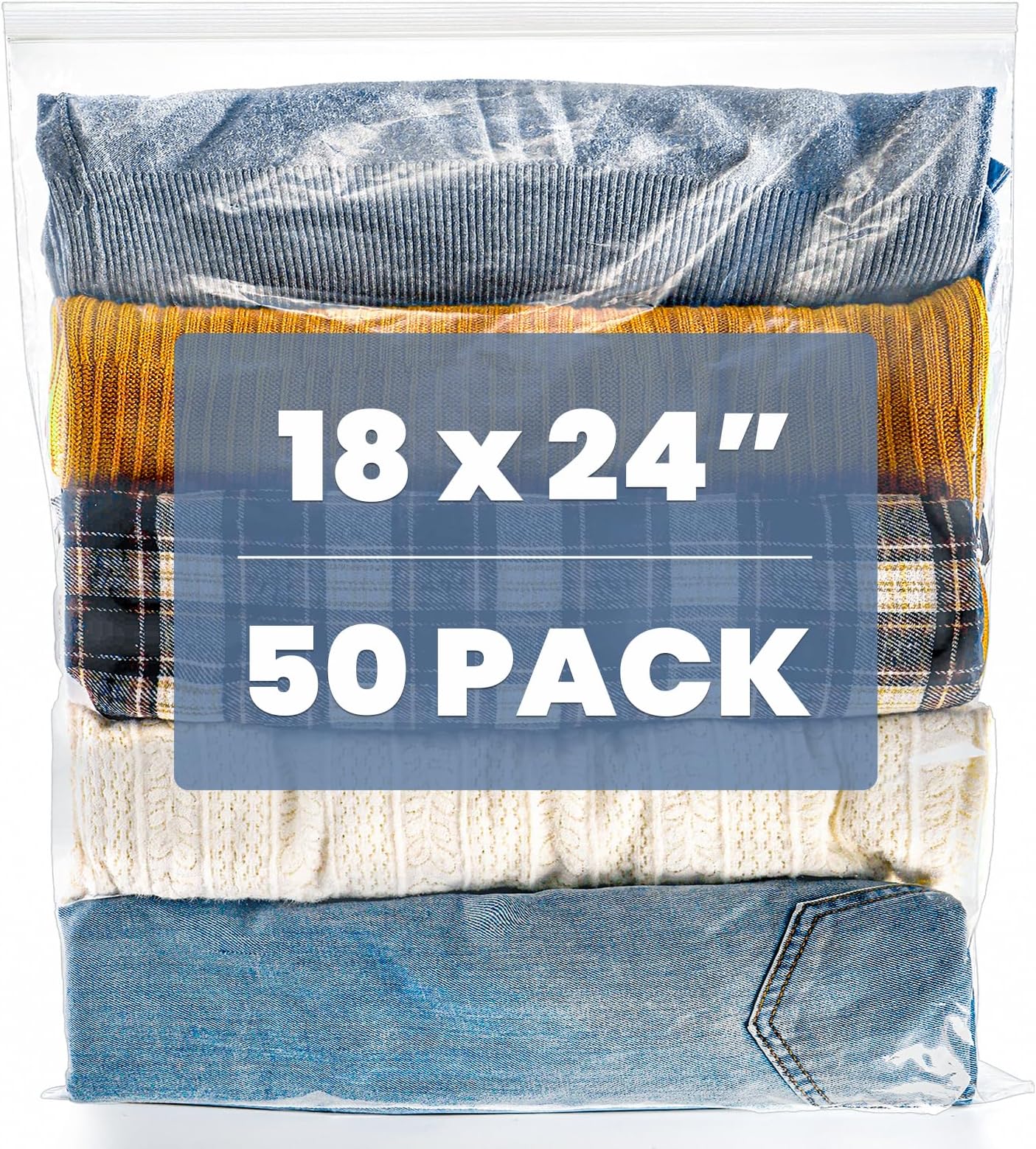 Amazon.com: Elsjoy 50 Pack 18" x 24" Large Plastic Zipper Storage Bags ...