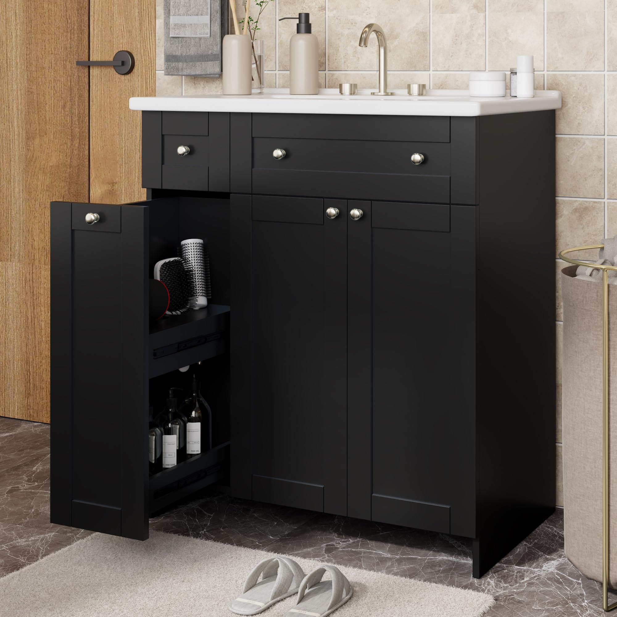 Amazon.com: 30" Modern Bathroom Vanity with Sink, Free Standing ...