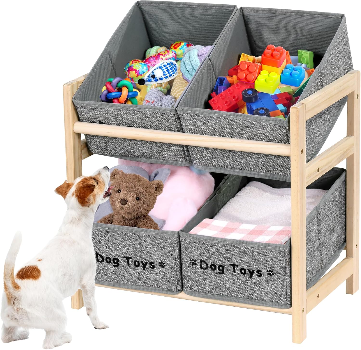 Amazon.com: ROYALAY Dog Toy Bin, Large Dog Toy Storage with 2-Tier ...