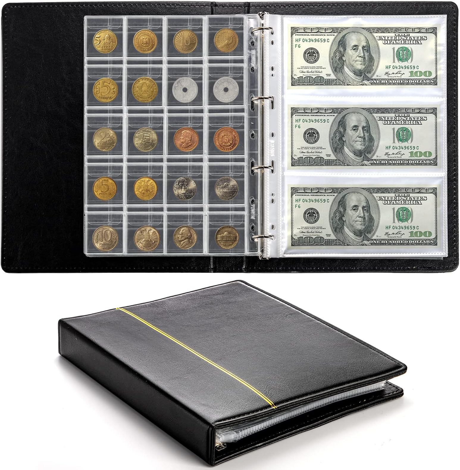 Amazon.com: 100 Pocket Currency Album - 7 × 4 inch Portable Banknotes ...