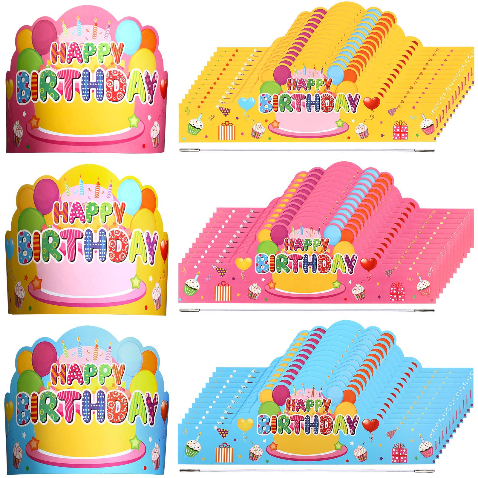 Snapklik.com : 36 Pcs Happy Birthday Crowns For Kids Paper Birthday Hat ...